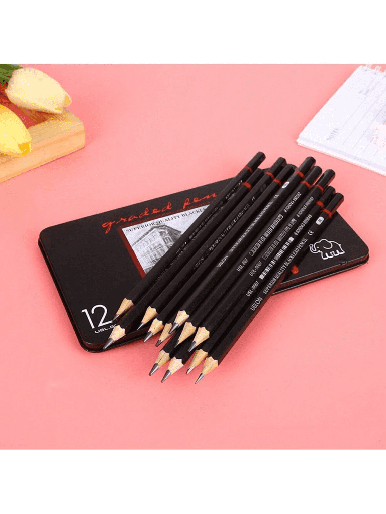 2h-8b Sketch Pencil Set For Art Drawing, 12pcs In Iron Case – Computer ...